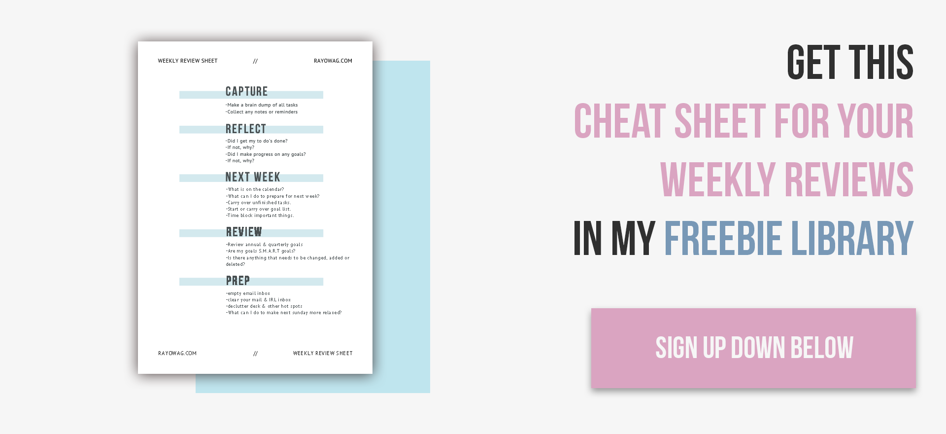 Weekly Review Cheat Sheet - Freebie | Rayowag